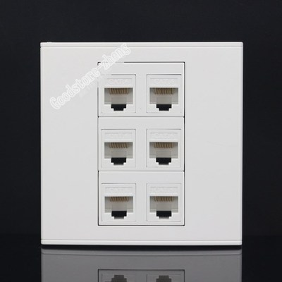 Wall Socket Plate 6 Ports LAN Network RJ45 Cat6 Port Panel F