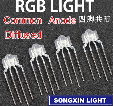 25PCS 3mm RGB led diffused 4-PIN multicolor dip led 2.6*3.5*