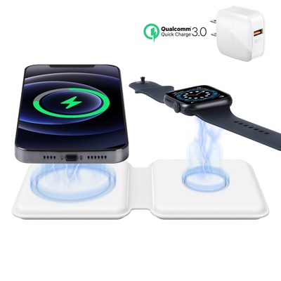 2 in 1 For iPhone 12Pro/11/XS /XR/MAX/Fast Magnet Qi Wirele