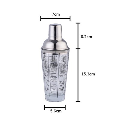 400ML Stainless Steel Scale Cocktail Shaker Bartender Mixing
