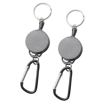 2x Heavy Duty Retractable Rec Key Ring Keychain Pull Retract