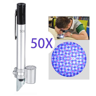 50 Power LED Pen-like Reading Microscope Portable Magnifying