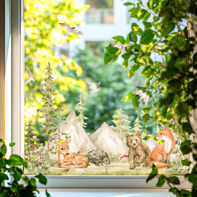 Astrkiz绘本风森林动物静电贴膜