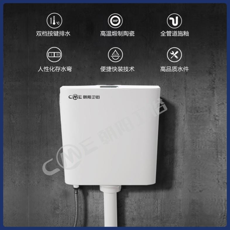 包邮朝阳卫浴双按挂墙式水箱大流量节水静音厕所蹲便器冲水箱T210