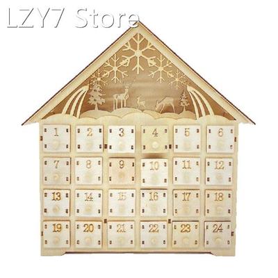 Elk Snowflake Wooden Christmas Countdown Calendar LED Lighte