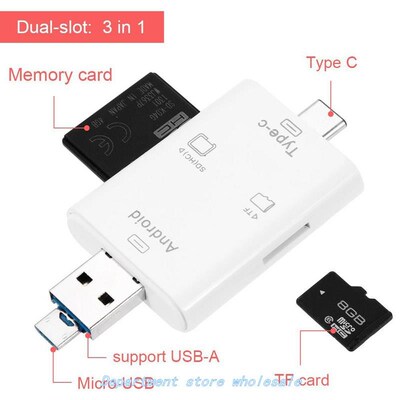 3-in-1 Memory Card Reader OTG Writer Adapter Card Reader for