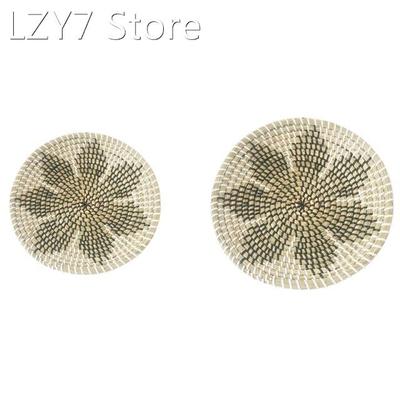 2pcs Woven Wall Basket Decor Handmade Seagrass Flower Hangin