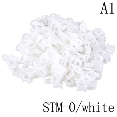100PCs Cable Tie Mount Wire Buddle Saddle  Plastic Holder Wh
