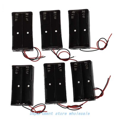 6 Pcs Black Plastic 2 x3.7V 18650 Type Battery Holder Box Ca