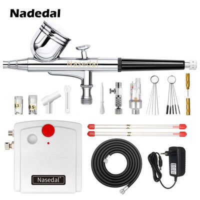 Nasedal NT-19 Dual-Action Spray Gun Airbrush with Compressor