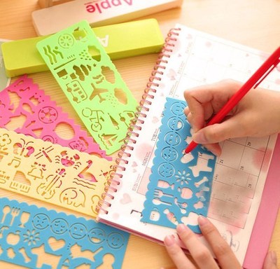 4 pcs/lot Cute Drawing Template Stencils Ruler Drafting Tool