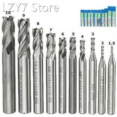 10PCS Tungsten Carbide End Mill 4 Flutes Milling Cutter Wood