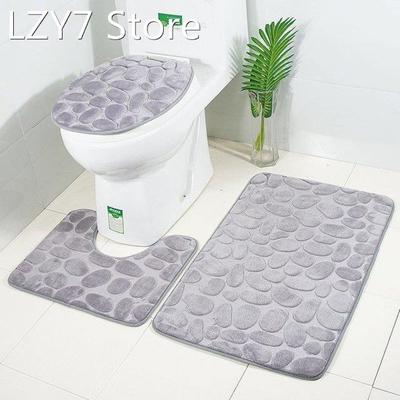 2pc/Set Flannel Cobblestone Bath Bathroom Anti-Slip Carpet M