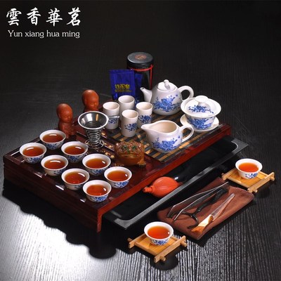 Kung fu tea set the whole kettle set of blue and white porce