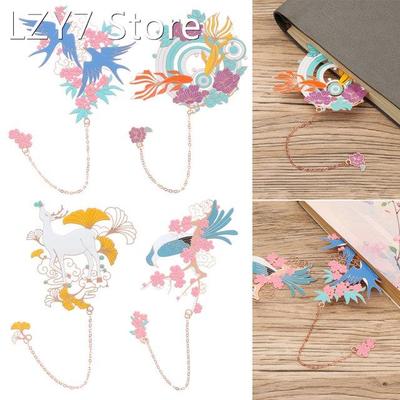 Chinese Style Retro Design Metal Bookmark Tasseled Hollowed