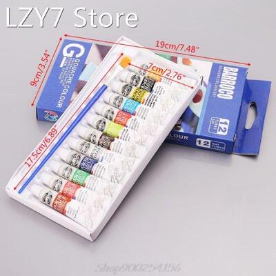 12 Colors Gouache Paint Tubes Set 6ml Draw Painting Pigment