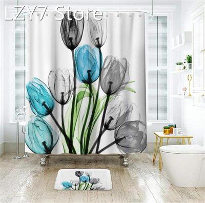 Tulip Shower Curtain Home Bathroom Mat Set Shower Curtain To