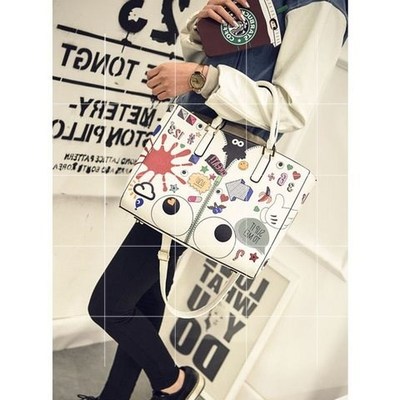 Women handbag 2 in 1 sets bag ladies shoulder bags涂鸦单肩包