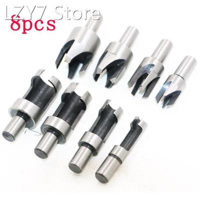 8Pcs Carbon Steel Woodworking Tenon Wood Plug Hole Cutter Dr