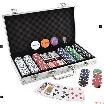 300 Chip Dice Style Poker Set Aluminum Case Taxas 筹码套装