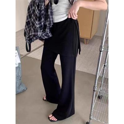 假两件屁帘微喇叭裤女加