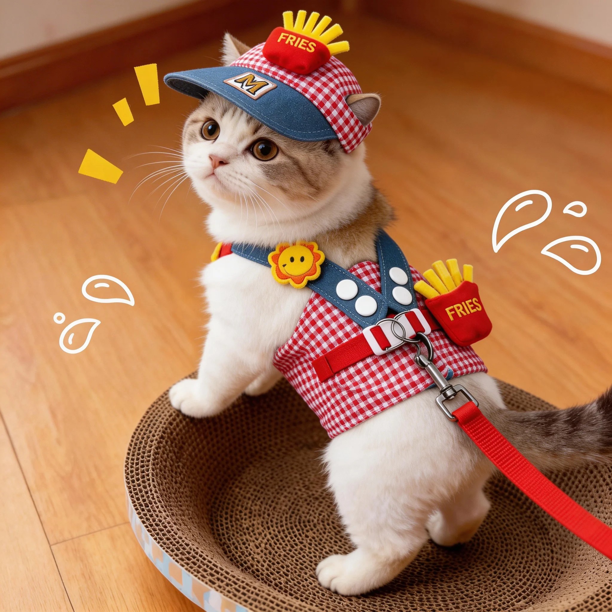猫咪牵引绳薯条胸抱婴袋遮阳帽卖萌套装布偶金渐层背心式外出防挣