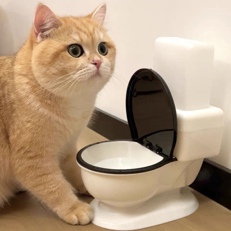 猫咪马桶自动喂水器大号猫碗搞笑网红水盆小型犬狗狗水碗宠物用品