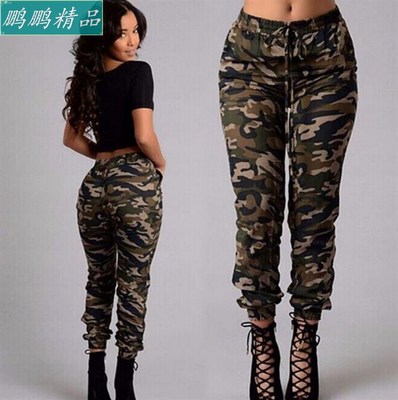 2018Autumn women camouflage pants ladies high waist trousers