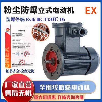 YFB3粉尘电动机380V三相隔爆B5立式铜线马达EXtbIIICT130℃Db