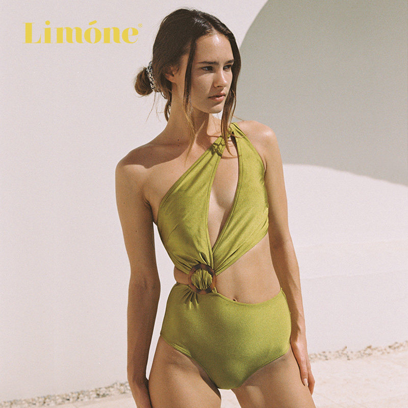 【限时6折】Limone连体泳衣单肩海岛度假游泳海边泳装女款设计感