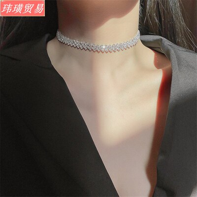 colliers pleins de strass pour femmes, géométrique颈链项链