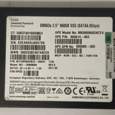 960G SATA MK000960GWCFA 866614 MZ7KM960HMJP00H3 提供测报议价
