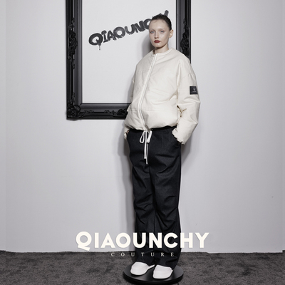 会跳舞的裤子 QIAOUNCHY俏云曦  蓝色洗水牛仔棉系带长裤