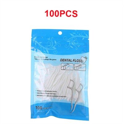 50/100pcs Dental Floss Flosser Picks Toothpicks Teeth Stick