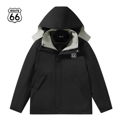 ROUTE66户外三合一冲锋衣2025新款秋冬防风防水可拆卸情侣登山服