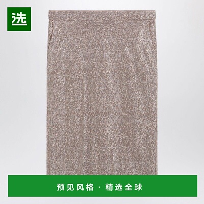 1h可退 香港直邮Giuseppe Di Morabito 女士 银色莱茵石中长半身