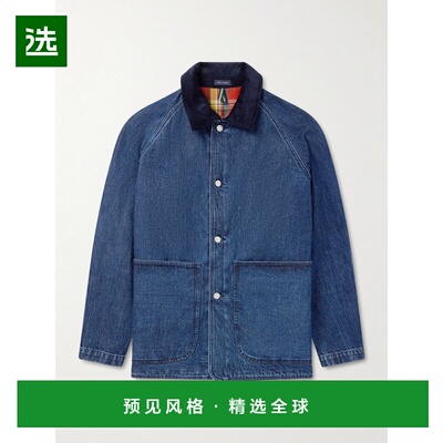 1h可退 drakes 男士 灯芯绒饰边牛仔布夹克 DR2A1B255320