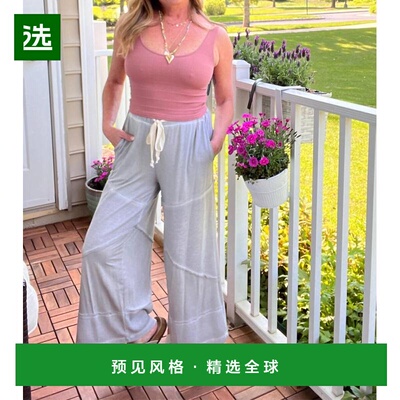 1h可退 【美国直邮】POL对比色罗纹面料休闲裤 女士时尚舒适裤子