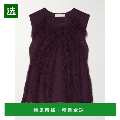 1h可退 香港直邮ULLA JOHNSON 女士 Bonnie 流苏弹性针织上衣 PF2