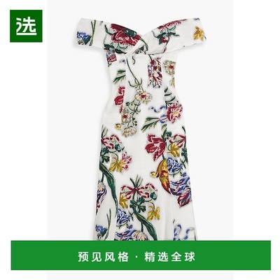 1h可退 香港直邮MARCHESA NOTTE 女士 露肩锦缎中长连衣裙 N70C35