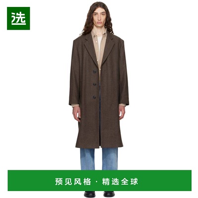 香港直邮HUGO 雨果 男士 棕色 Regular-Fit Concealed Closure 大