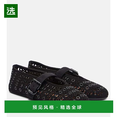 香港直邮AlaÏa 女士 Vienne 精饰绒面革芭蕾舞鞋玛丽珍鞋