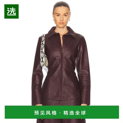 1h可退 香港直邮ST.AGNI 女士 皮革拼接衬衫 S25602BUX red红色