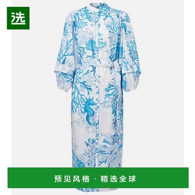 1h可退 香港直邮Poupette St Barth 女士 Cathy 印花棉质衬衫式连