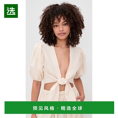 1h可退 香港直邮LISA MARIE FERNANDEZ 女士 蓬松打结领罩衫上衣