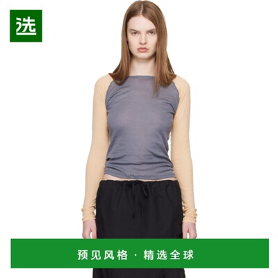 1h可退 香港直邮Baserange 女士 蓝色 & 黄色 Gene 长袖 T 恤 TTG