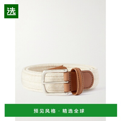 1h可退 andersons 男士 皮革饰边编织绳子皮带 B0667NE11