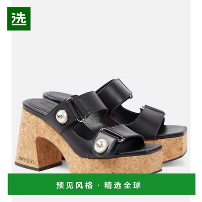 香港直邮Jimmy Choo 周仰杰 女士 Fayence 皮质防水台凉拖凉鞋