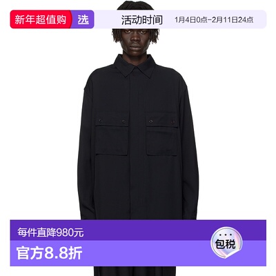 1h可退 香港直邮Y-3 男士 黑色 Rayon Twill 衬衫 JX7288