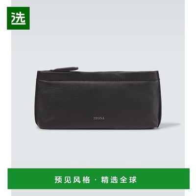 1h可退 香港直邮Zegna 杰尼亚 男士 Secondskin 皮革化妆包手拿包